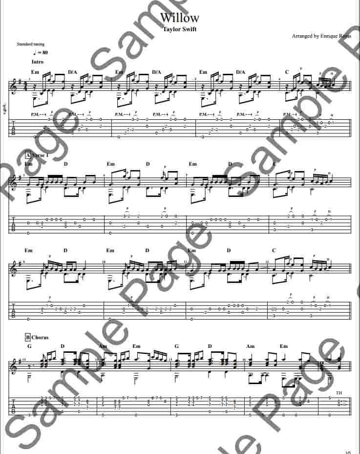 Taylor Swift – Willow (Guitar Fingerstyle) – Enrique Rojas Guitarist ...